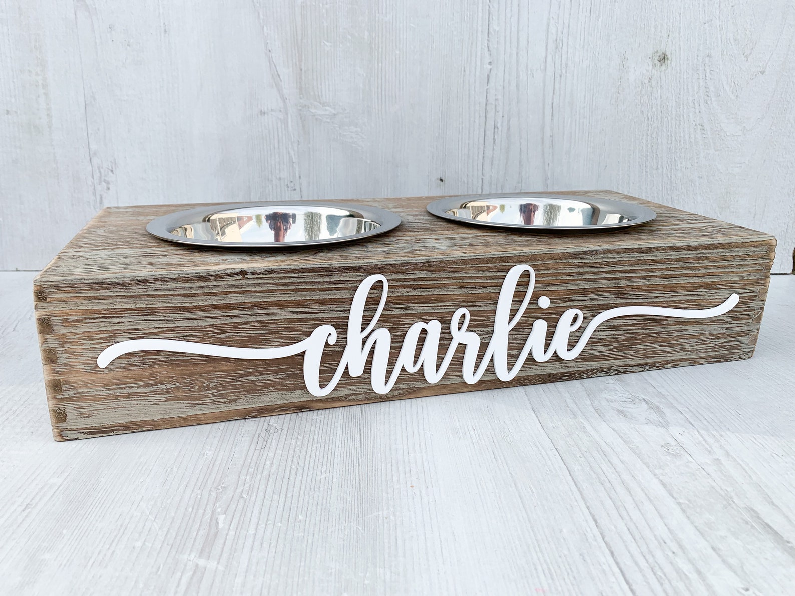 Personalised Dog Set, Wooden Feeding Station and Treat Box, Large Pet ...