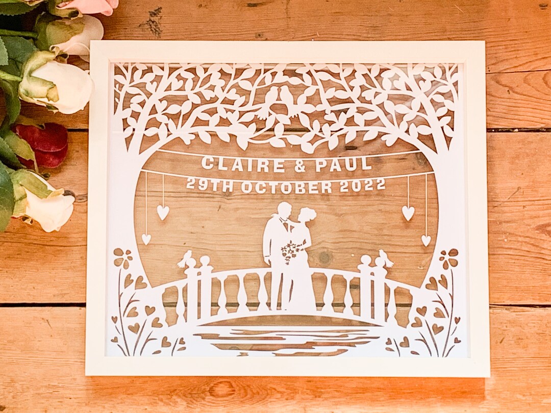 Personalised Wedding Papercut Frame, Bride & Groom Floating Frame ...