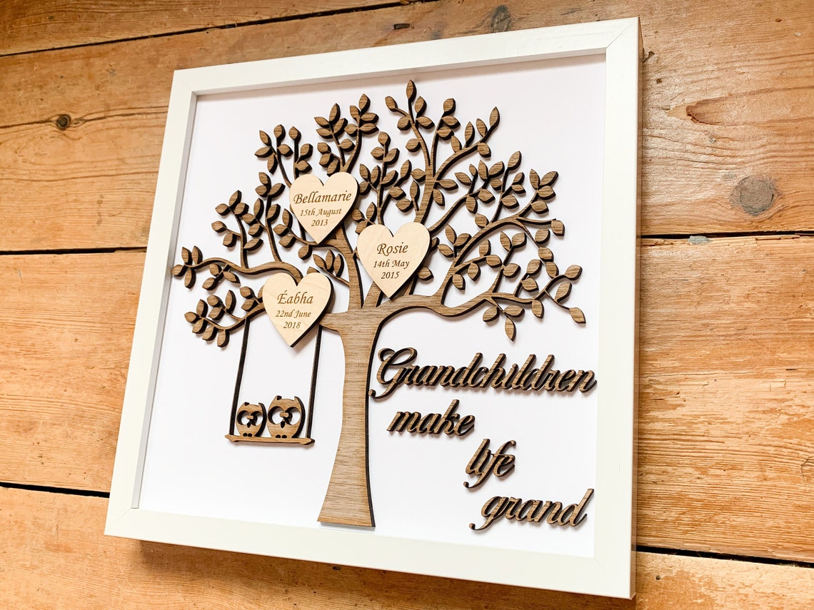 Personalised Grandchildren Family Tree Frame, Custom Granny Frame ...