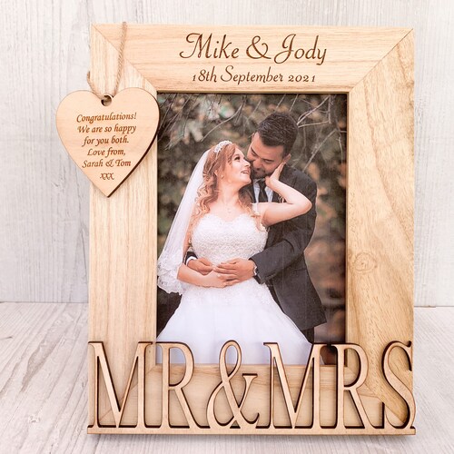Personalised Wedding Photo Frame Laser Engraved Bride and - Etsy
