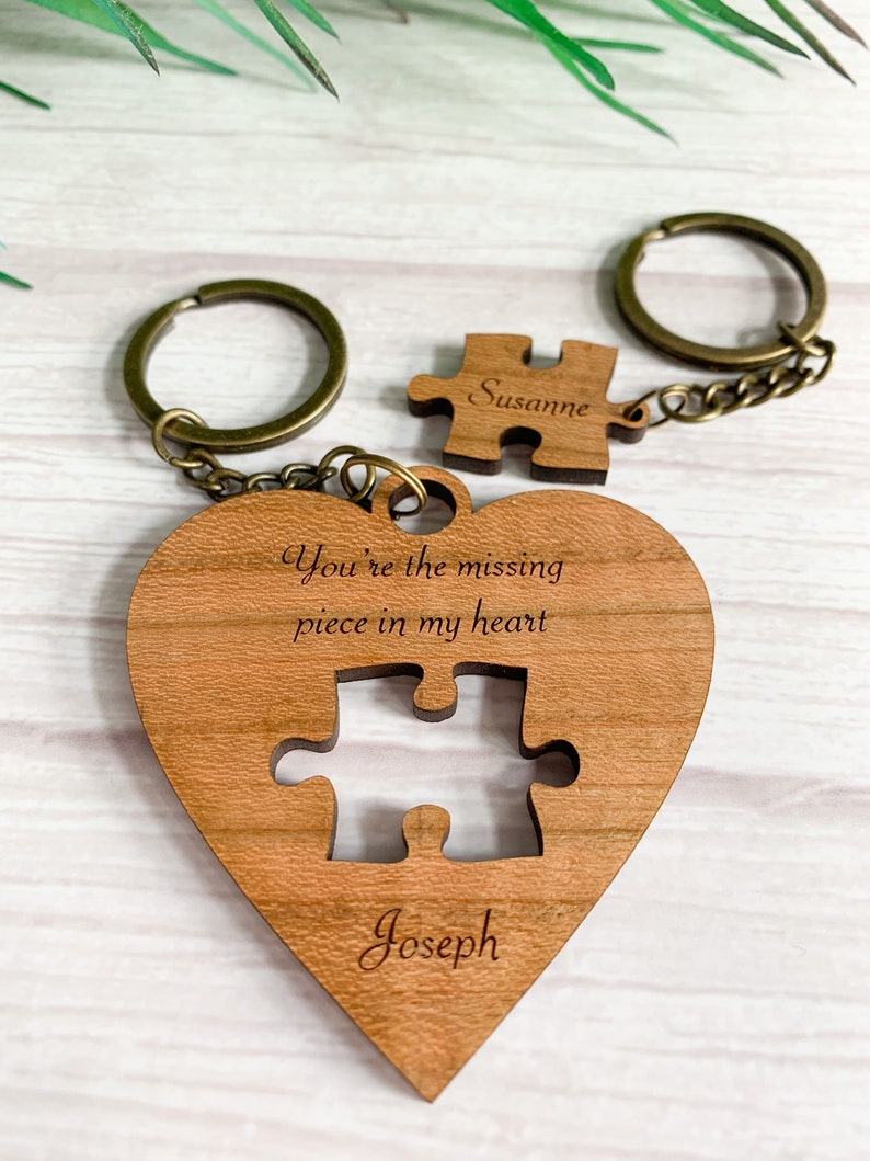 Personalised Keyring Set for Couple, Heart Keyring Set for Him and Her ...