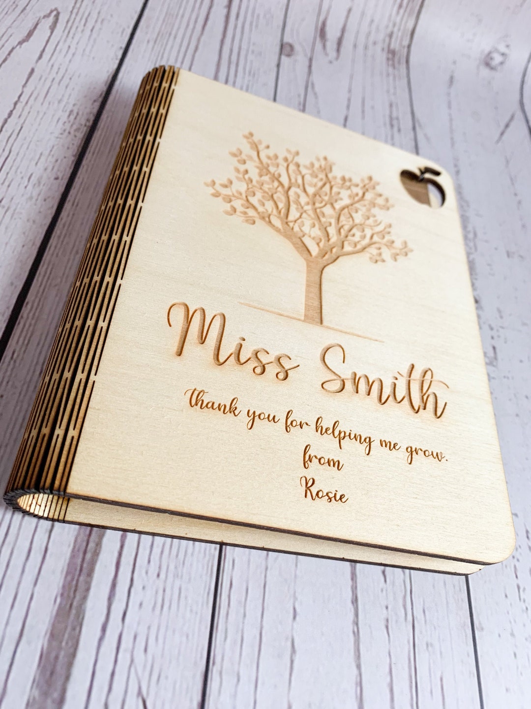 Laser Engraved Teacher Notebook - Personalised Wood Journal ...