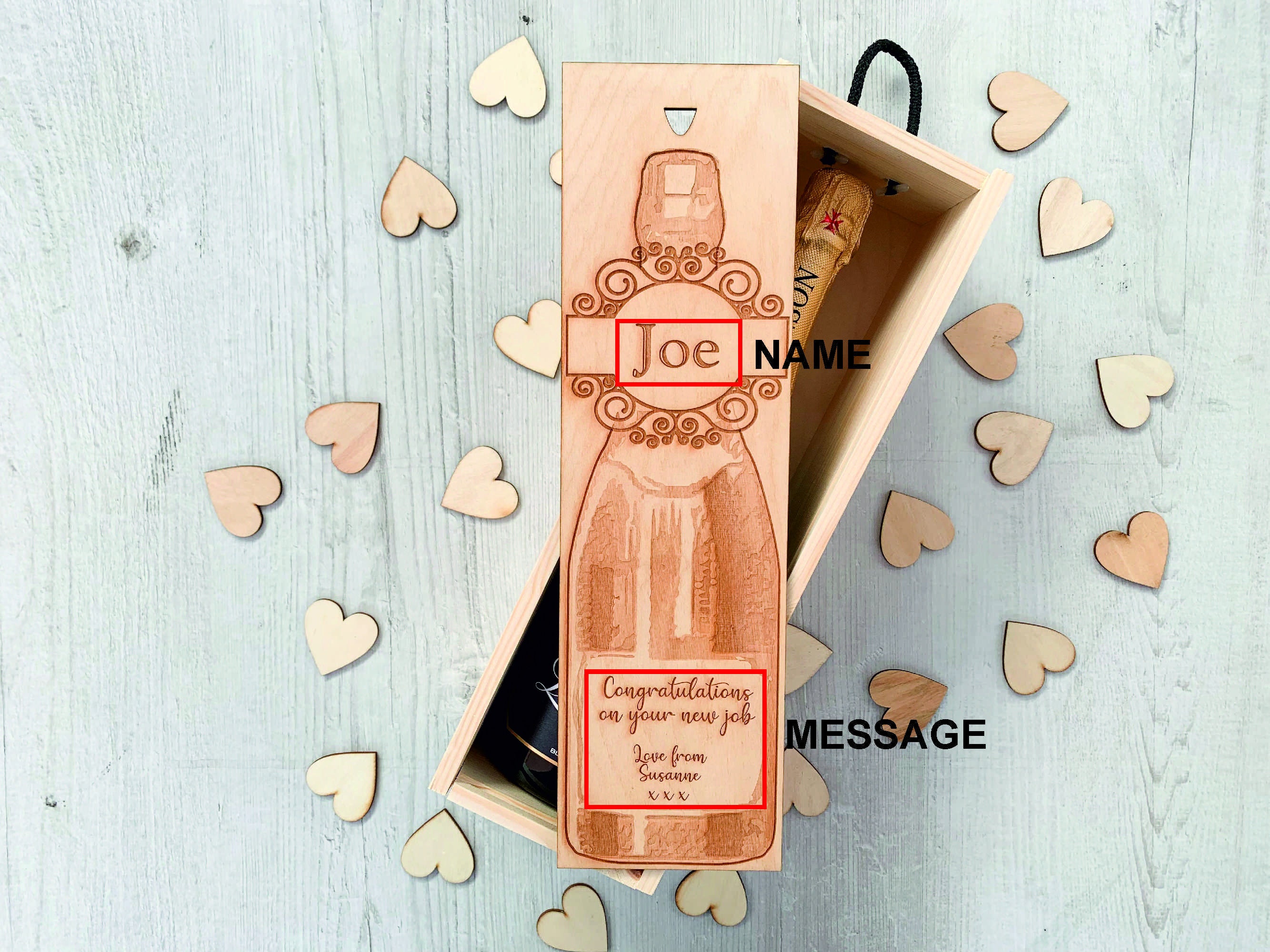 Personalised Congratulations Champagne Box, Laser Engraved Wine Box ...