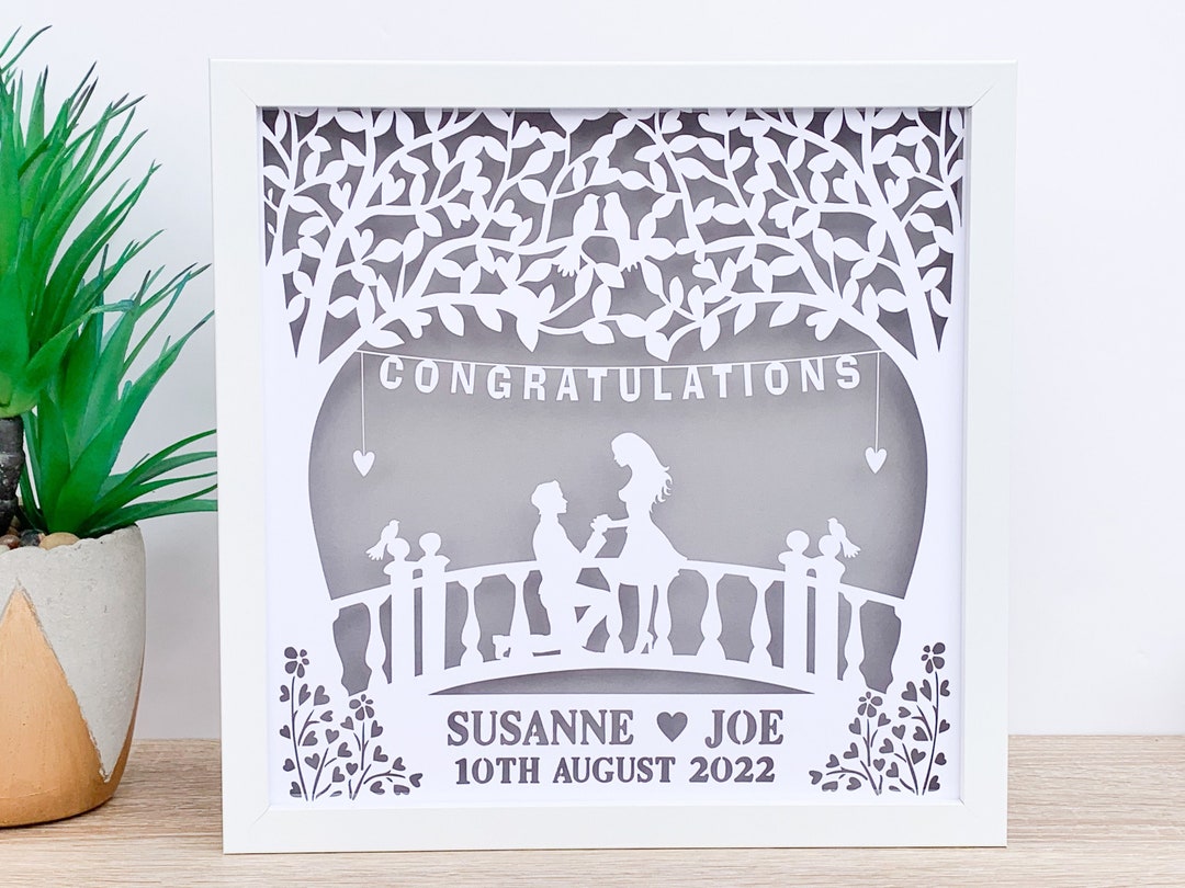 Personalised Engagement Papercut Frame, Laser Engraved Engagement Frame ...