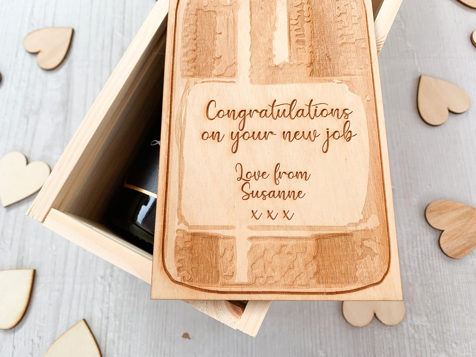 Personalised Congratulations Champagne Box, Laser Engraved Wine Box ...