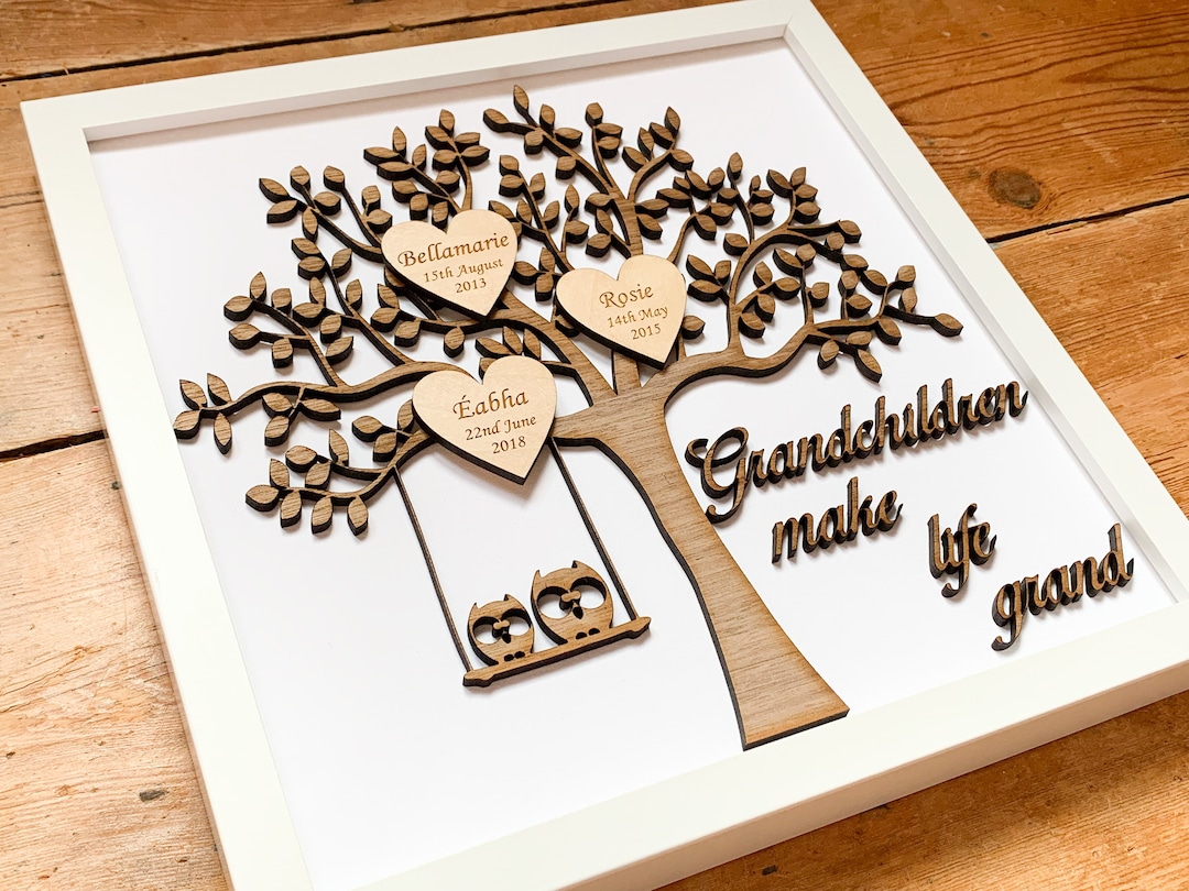 Personalised Grandchildren Family Tree Frame, Custom Granny Frame ...