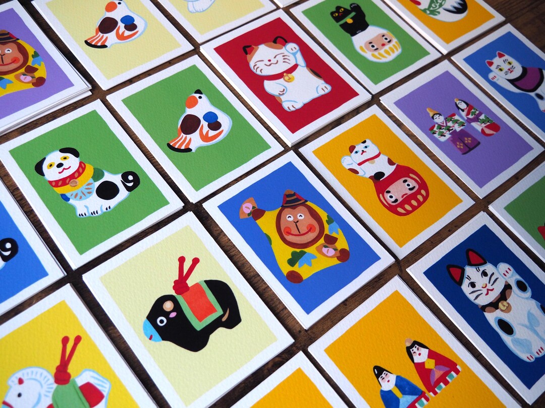 Small Cards of Japanese Masks and Toys to Offer - Etsy