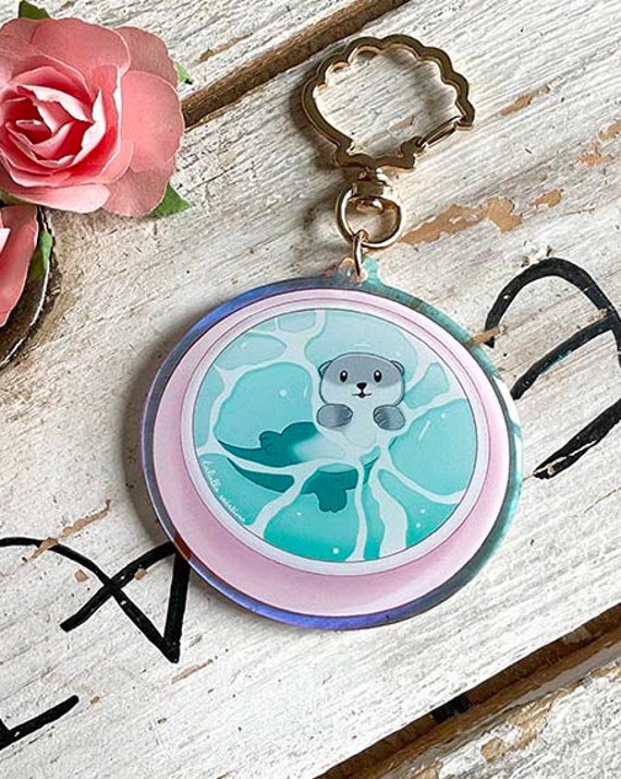 Keychain Otter Swimming Otter / Otter Swim Keyring Charm - Etsy