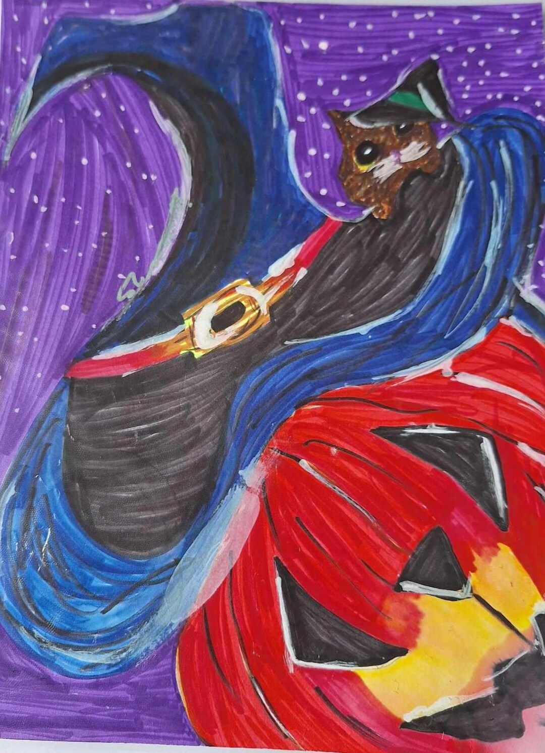 Falling Softly Original Art Acrylics Marker Painting on Photo Paper ...