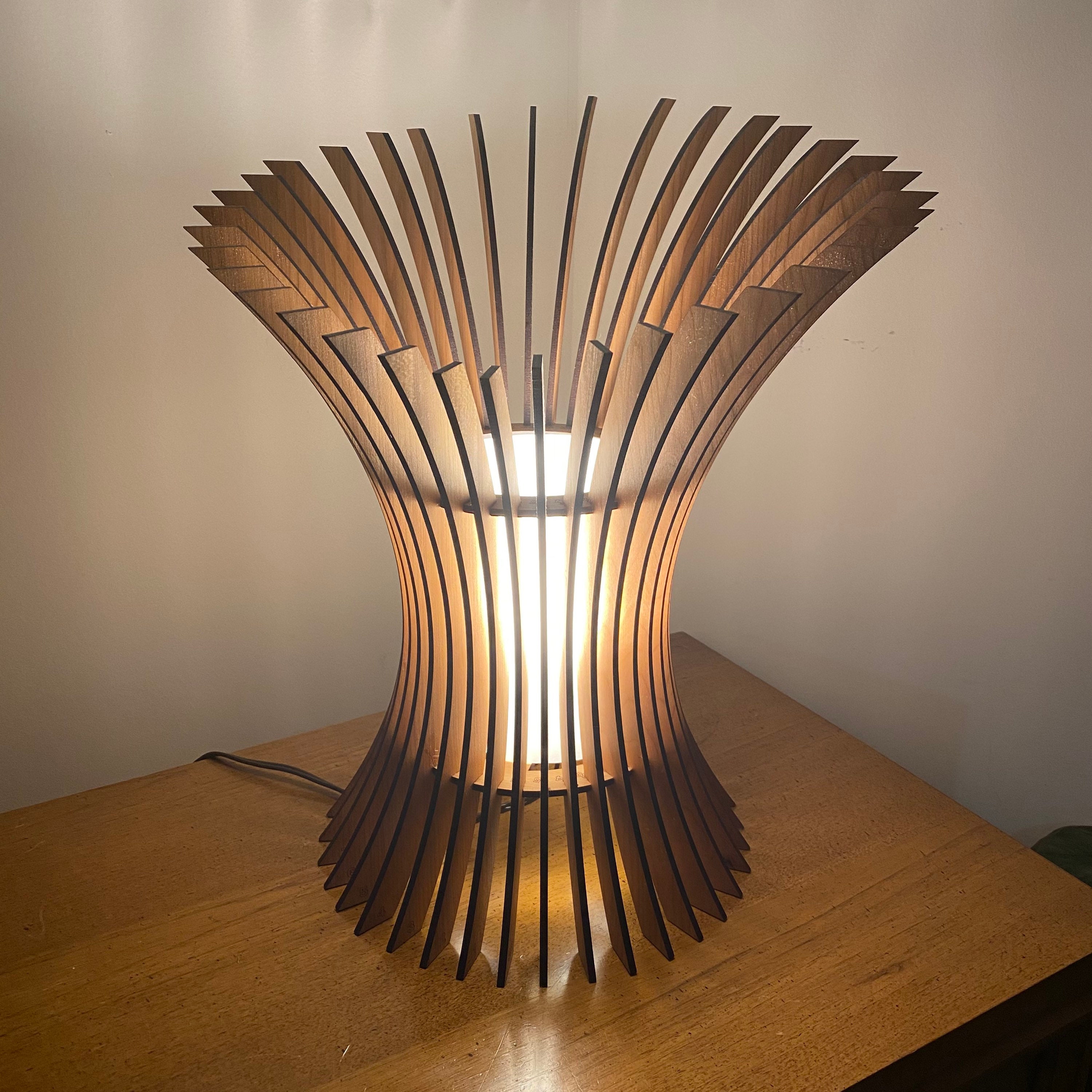 Mid-century Modern, Sculptural Angular Wood Table Lamp, “rachel”, 16.25 ...