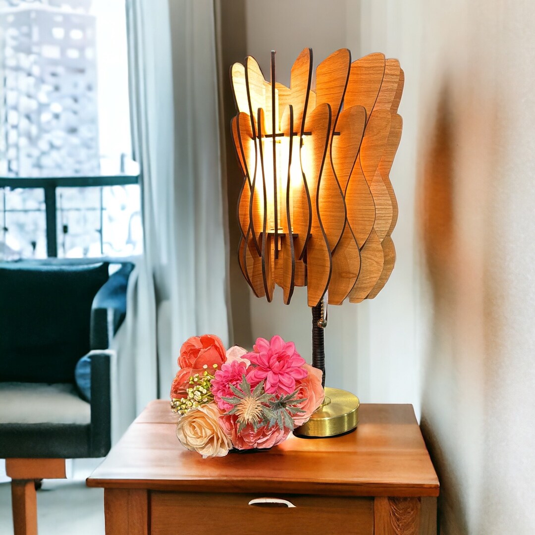Ruby Waves Mid-century Modern Table Lamp for Desk, Bedside, End Table ...
