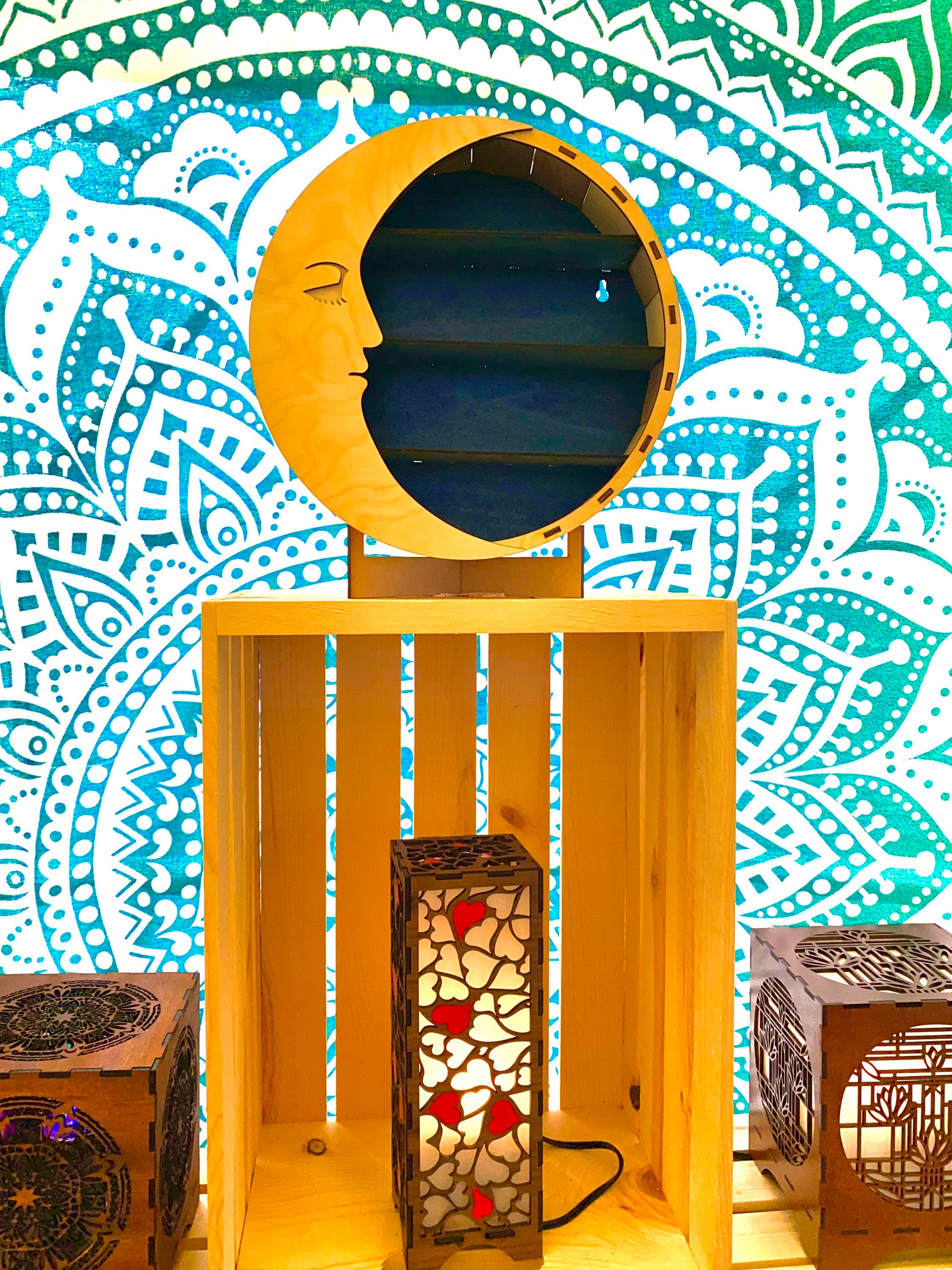 Crescent Moon Shelf or Display Case: Laser-cut Wood With Moon - Etsy