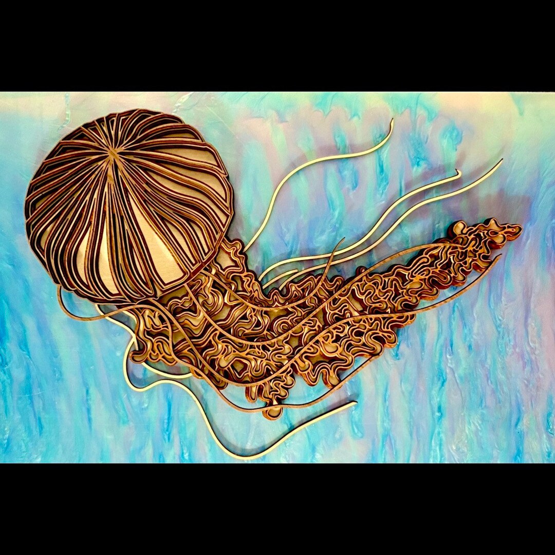 Sea Nettle, 5 Wood Layers, Sea Life, Marine Life, Ocean Art, Nautical ...