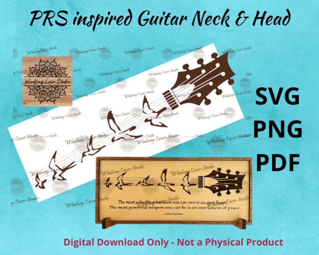 Digital File: PRS Guitar Head & Neck Wall Hanging, Framed Panel, SVG ...