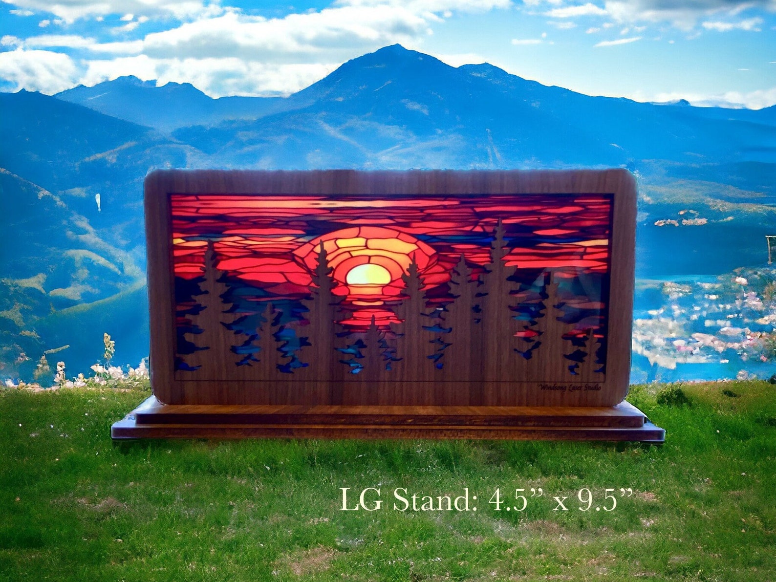 Forest Wooded Tree Line: Wood & Stained Glass Style Suncatcher | Shelf ...