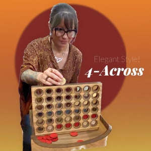 4-in-a-row Wood Game, Box Included for Easy Storage, Handmade, Family ...