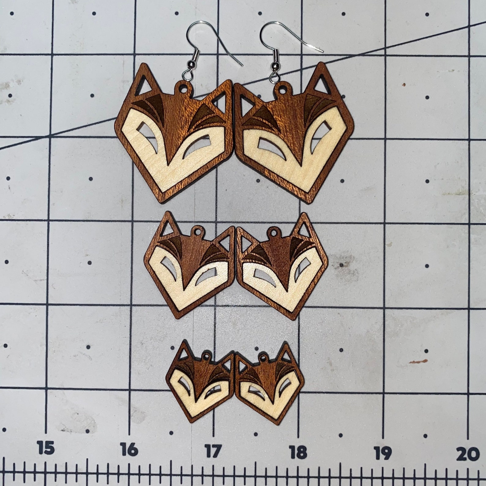 Inlaid Wooden Fox Drop Earrings Laser Engraved & Cut. - Etsy