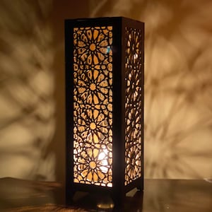 Daisy Wood Table Lamp, Light Box Laser-cut, Wood, Geometric Pattern ...