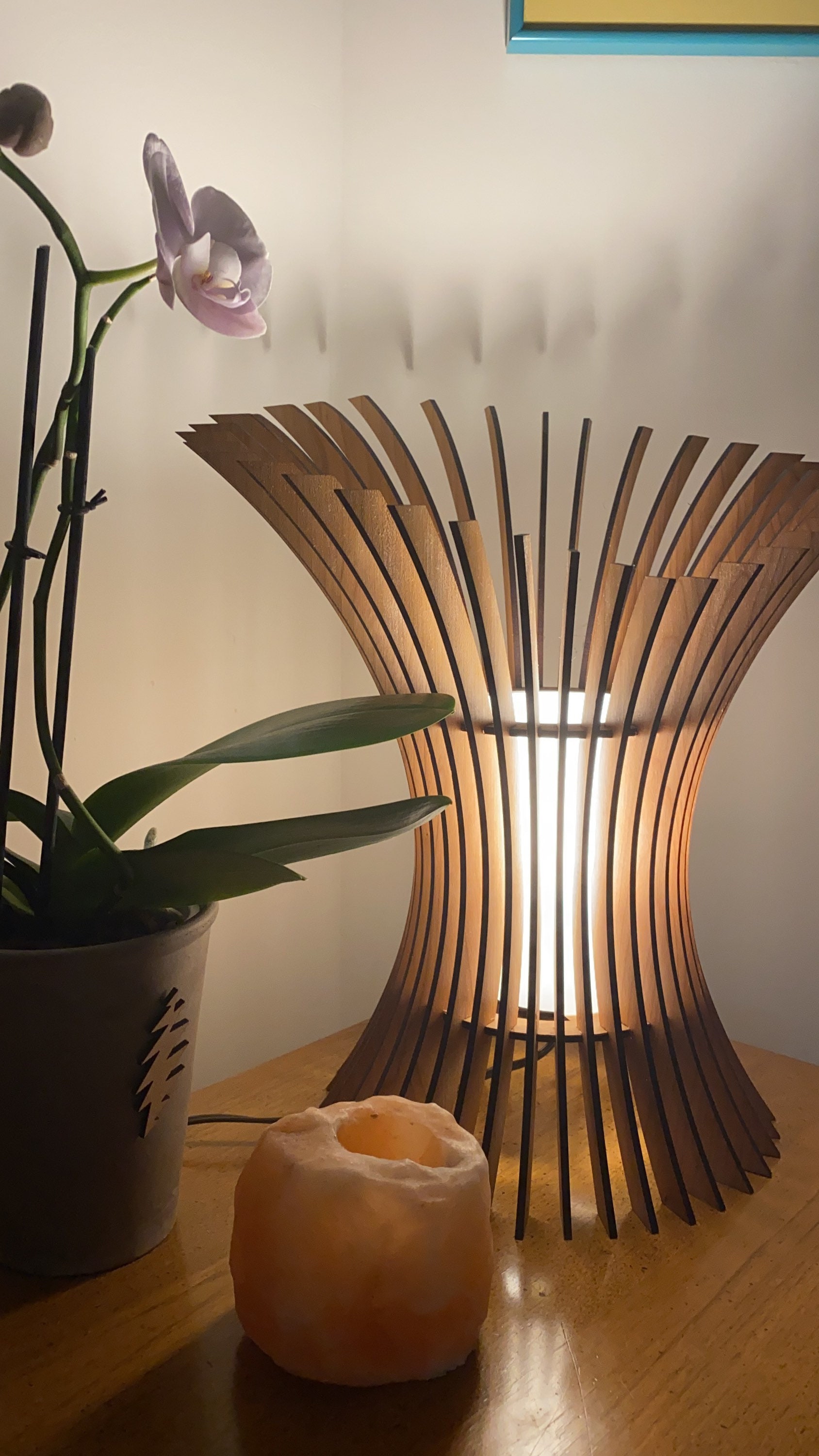 Mid-century Modern, Sculptural Angular Wood Table Lamp, “rachel”, 16.25 ...