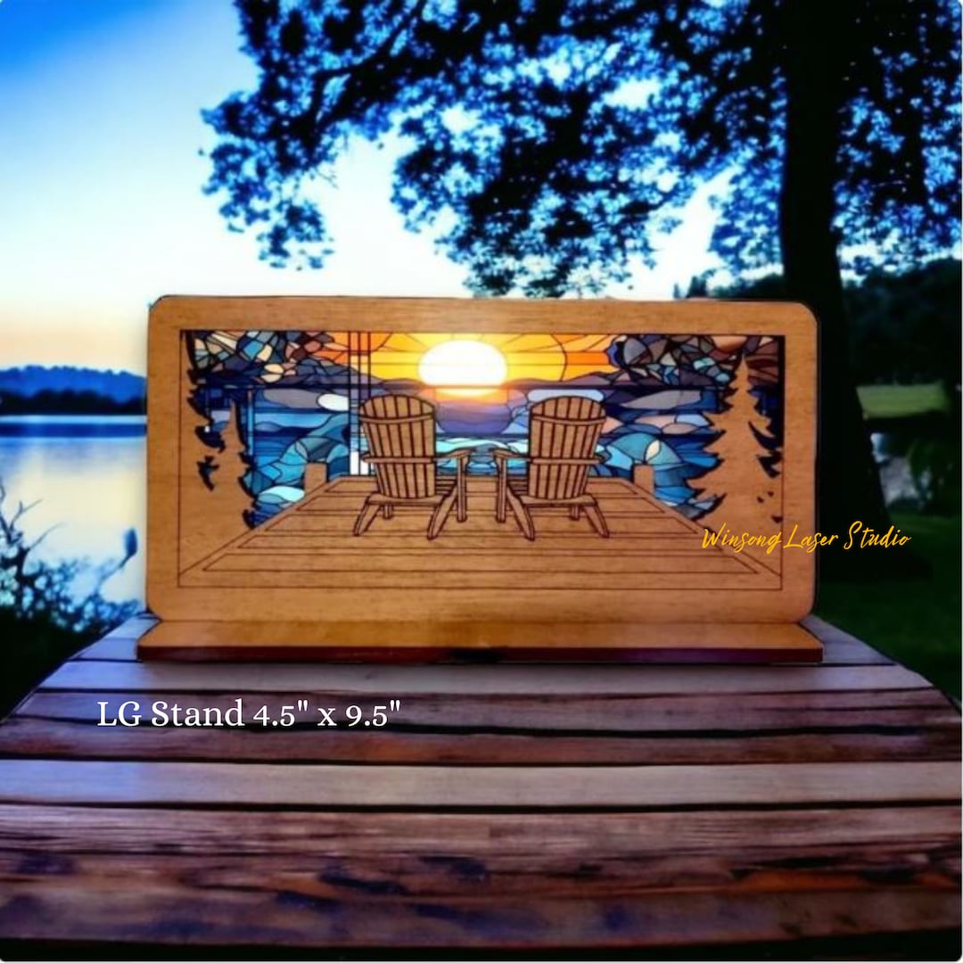 Adirondack Chairs Dockside Mountain View, Wood & Stained Glass Style ...