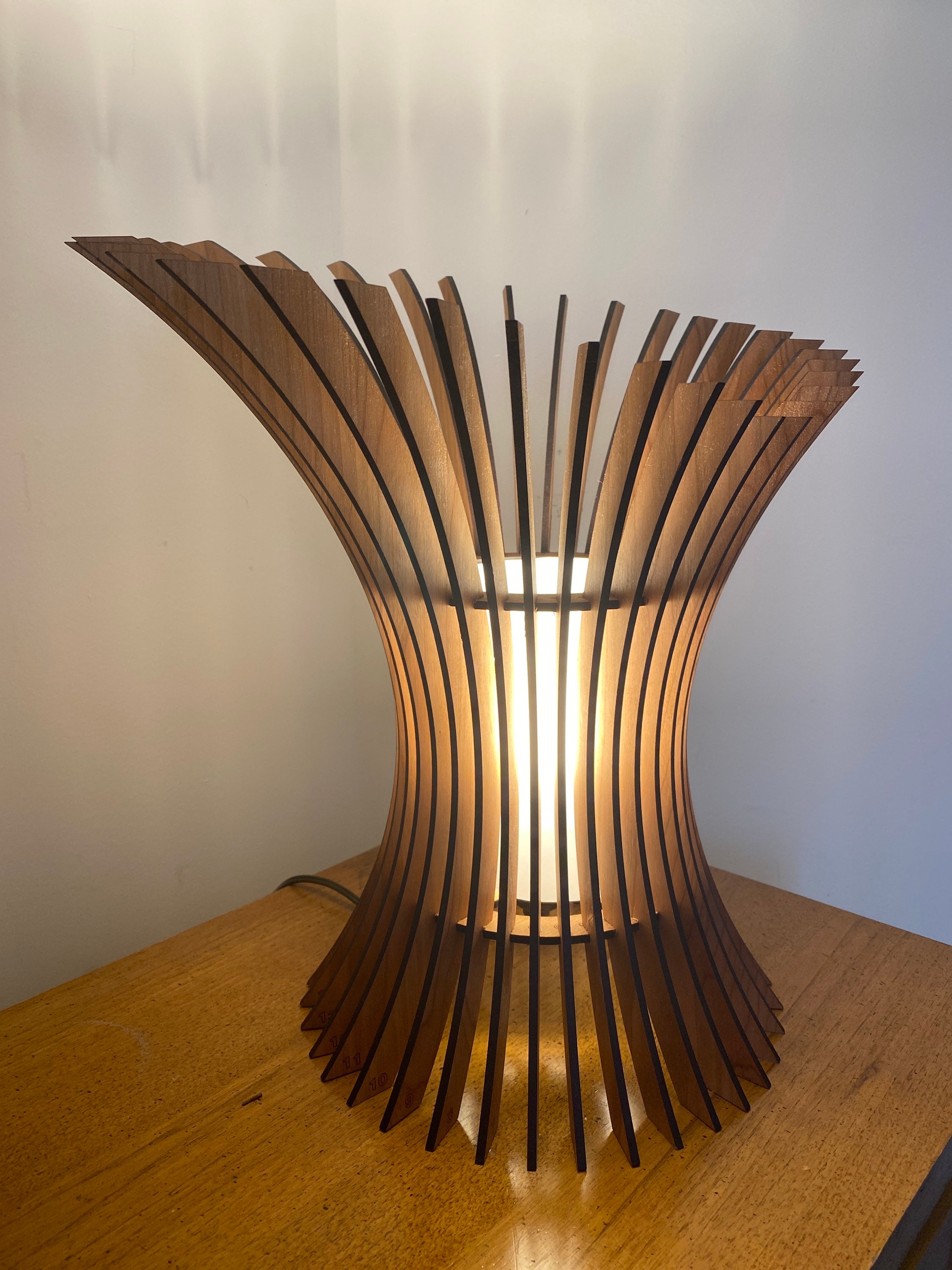 Mid-century Modern, Sculptural Angular Wood Table Lamp, “rachel”, 16.25 ...