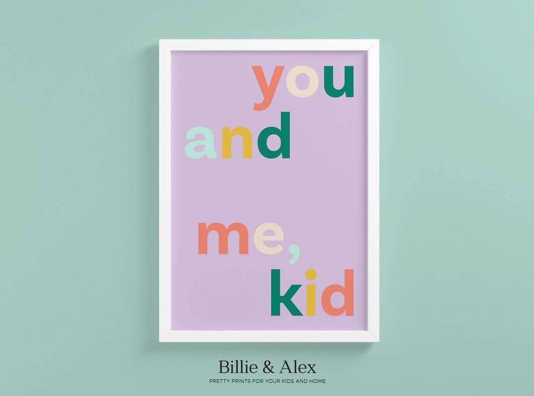 You and Me Kid Bold Color Print / Digital Art Download / You and Me Kid ...