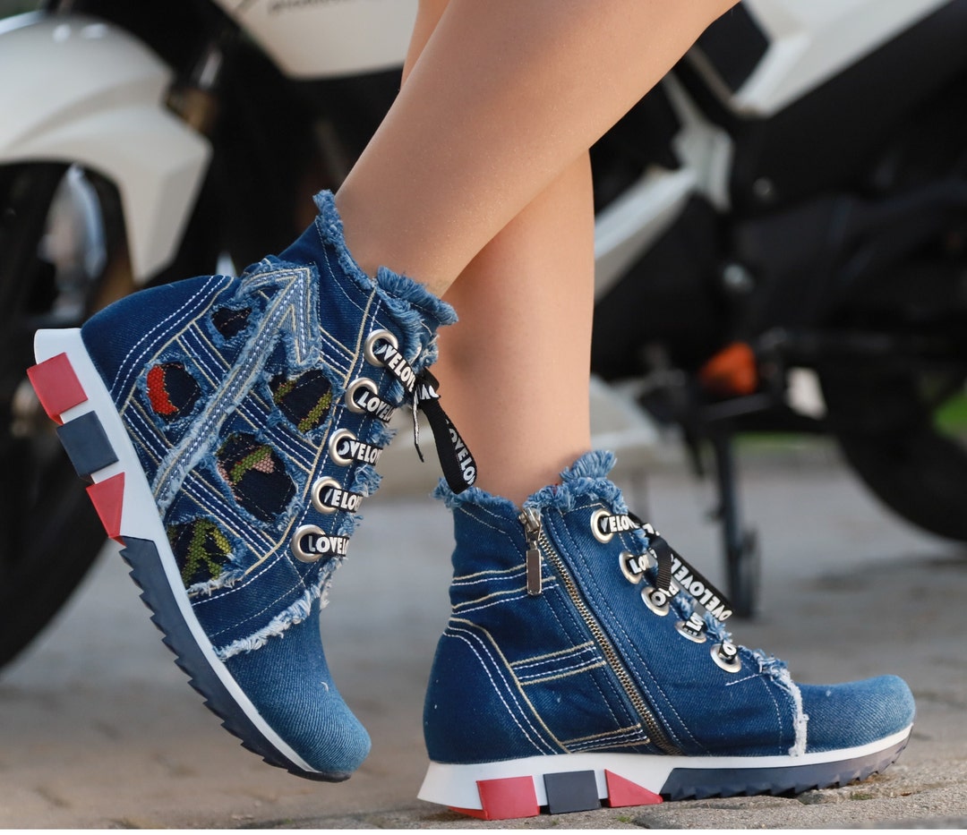 Denim Fabric Sports Shoes - Etsy