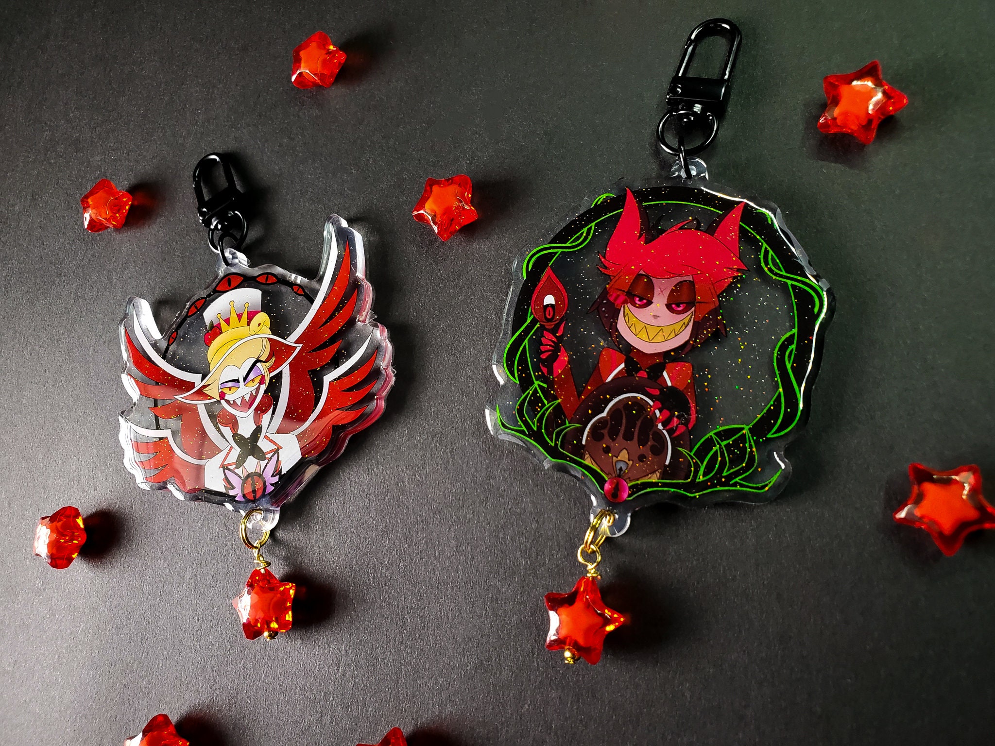 Hazbin Hotel Keychains, Alastor and Lucifer - Etsy