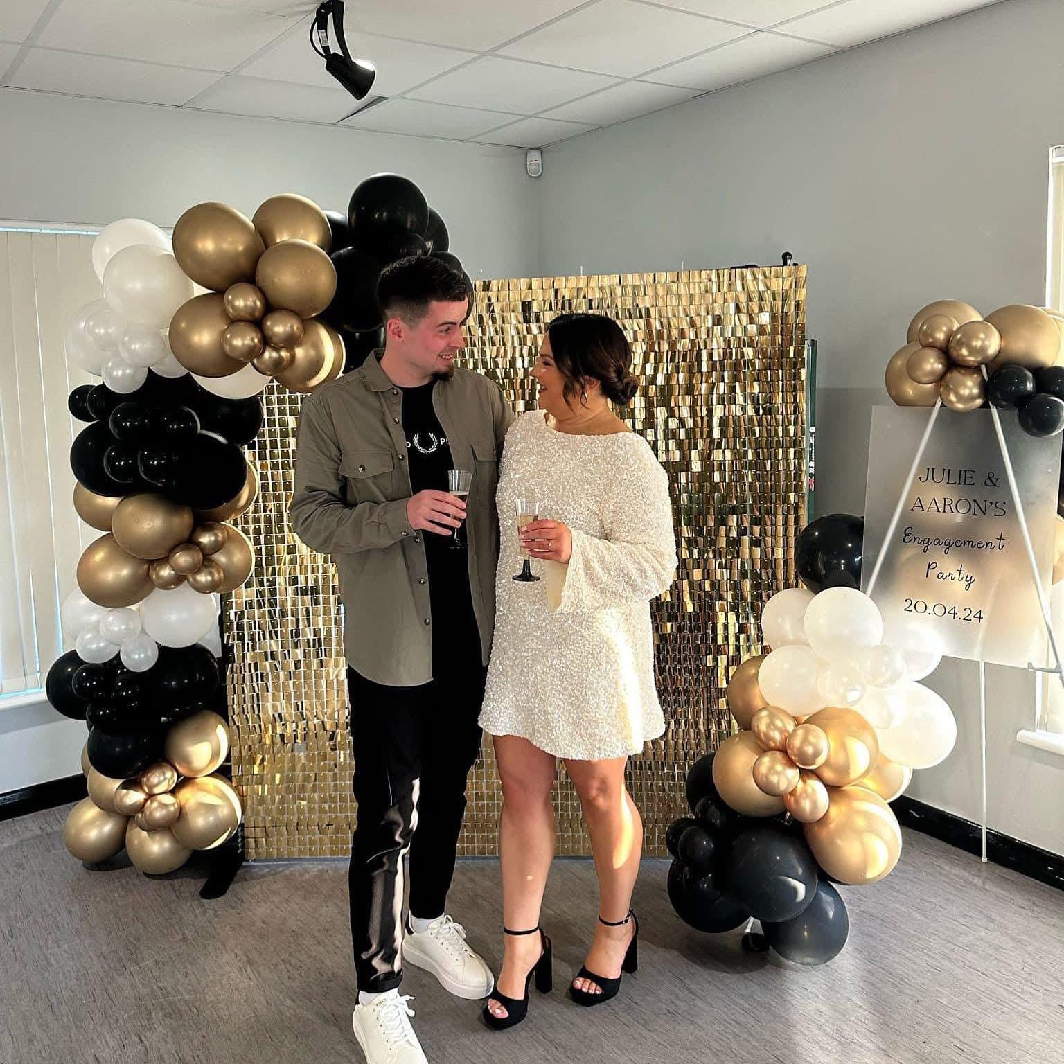 Sequin Wall With Balloons and Personalised Sign on Easel/frame (hire ...