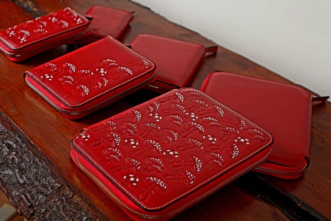 9 Pens Mushroom Concept Leather, Luxury Pen Case, Fungi Theme Leather ...