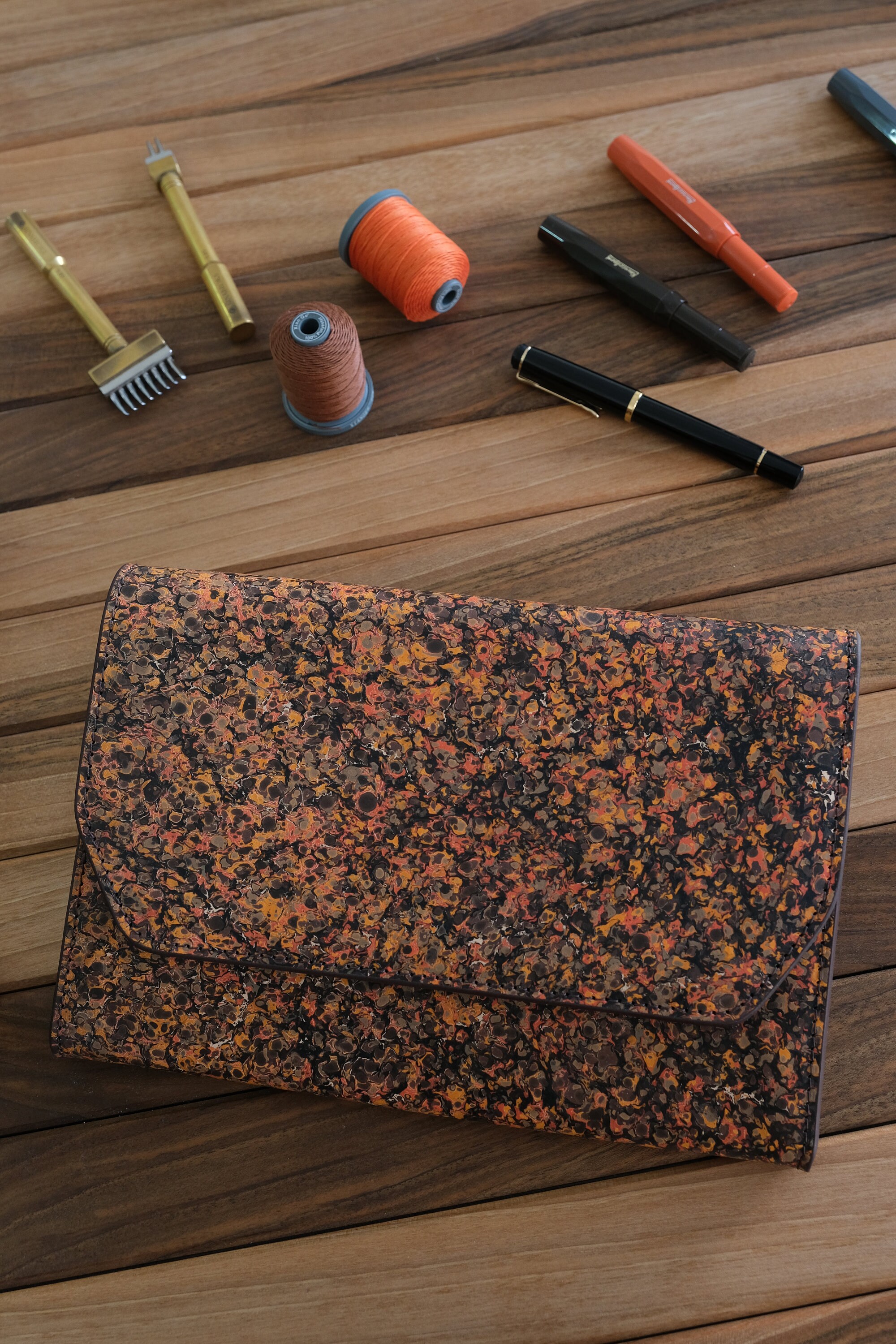 9 Pens Marbled Leather, Luxury Pen Case, Unique Pen Case, Leather ...