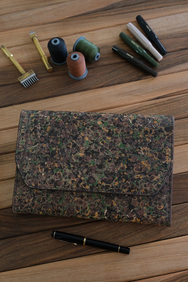 9 Pens Marbled Leather, Luxury Pen Case, Unique Pen Case, Leather ...