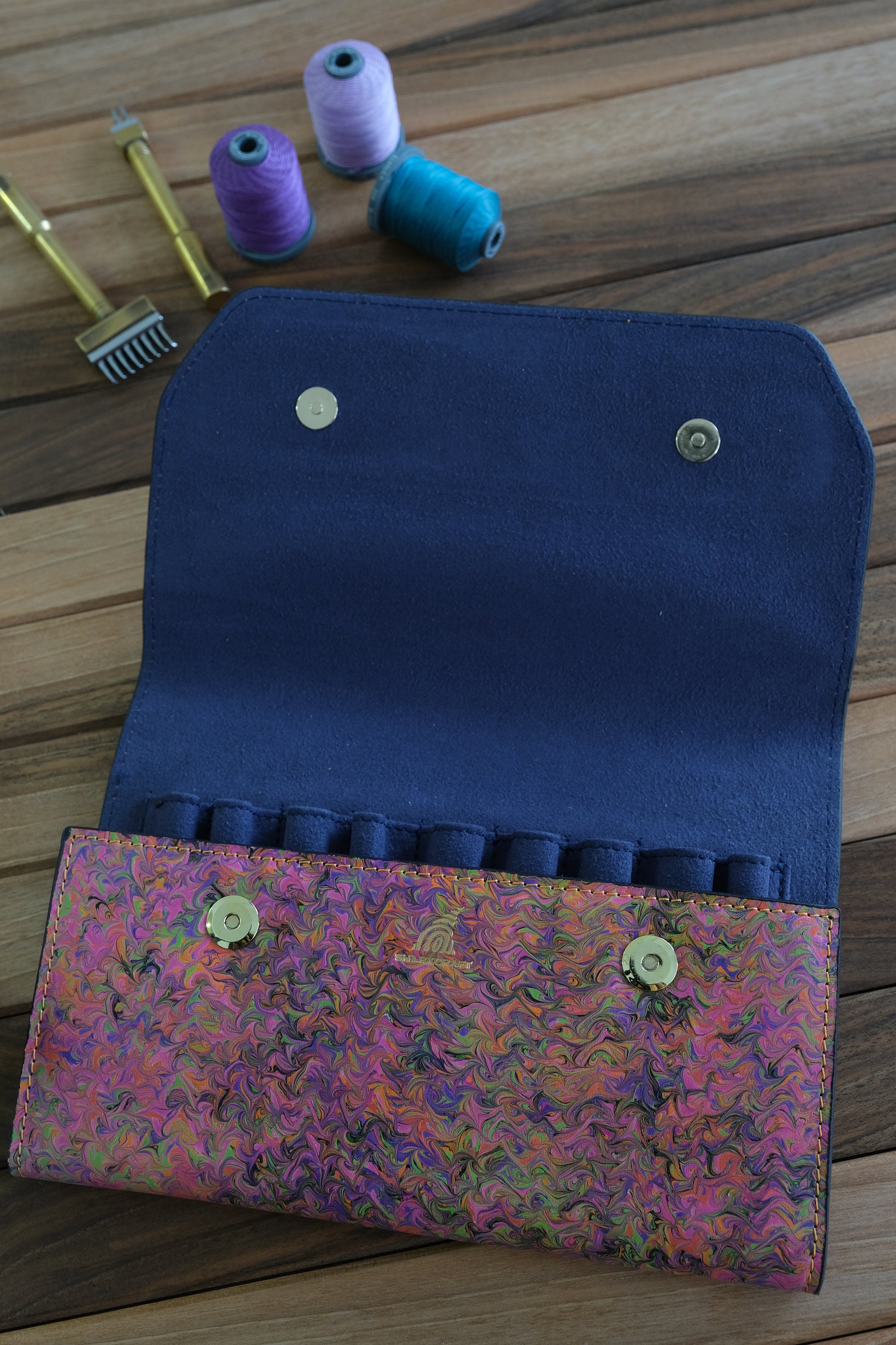 9 Pens Marbled Leather, Luxury Pen Case, Unique Pen Case, Leather ...