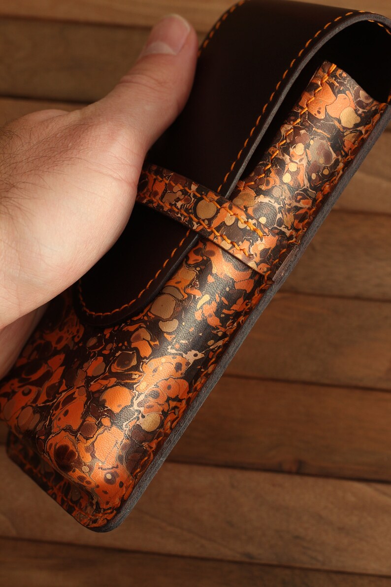 Leather Fountain Pen Case , 3 Pens, Luxury Pen Case, Marbled Leather ...