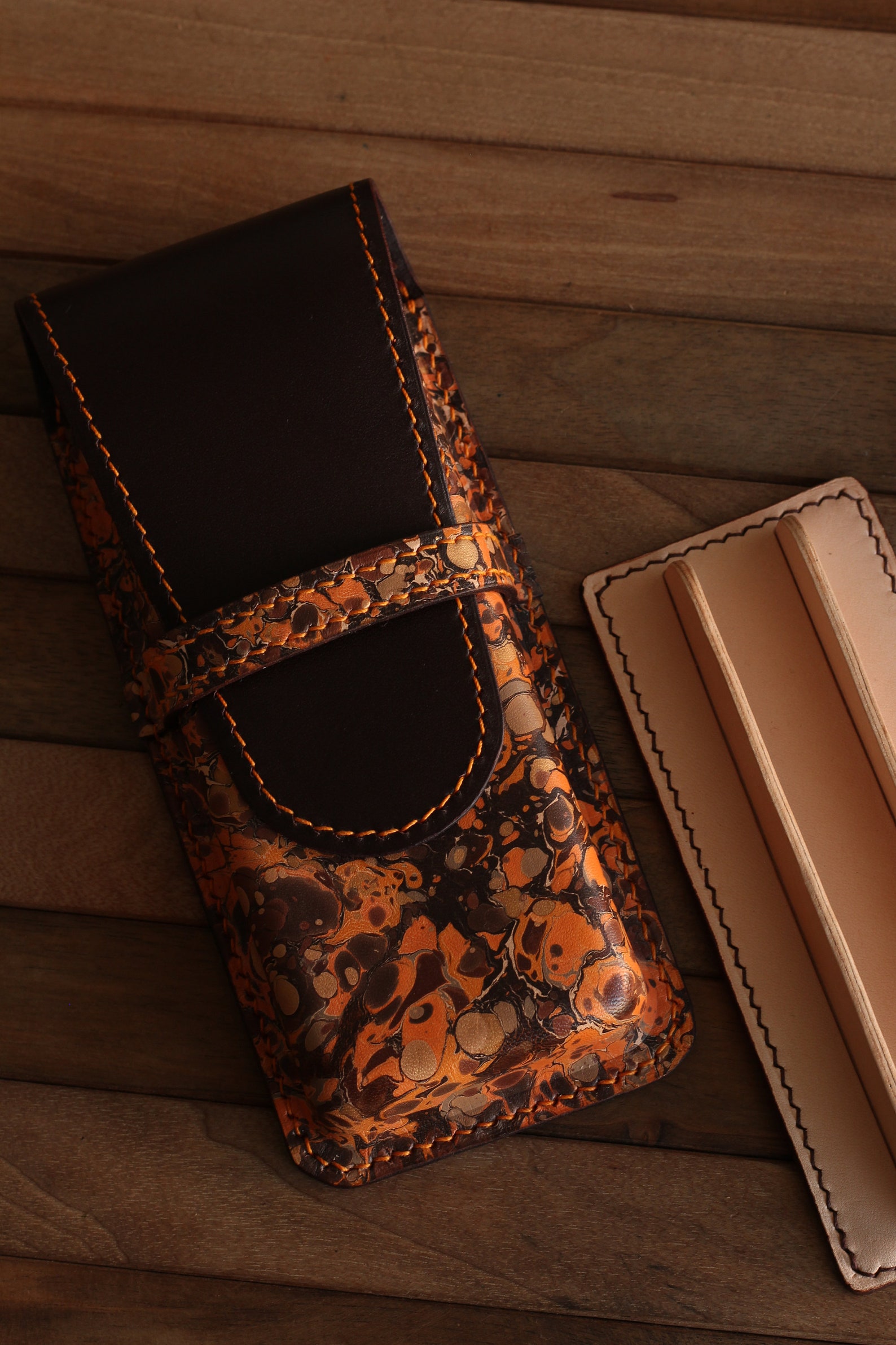 Leather Fountain Pen Case , 3 Pens, Luxury Pen Case, Marbled Leather ...