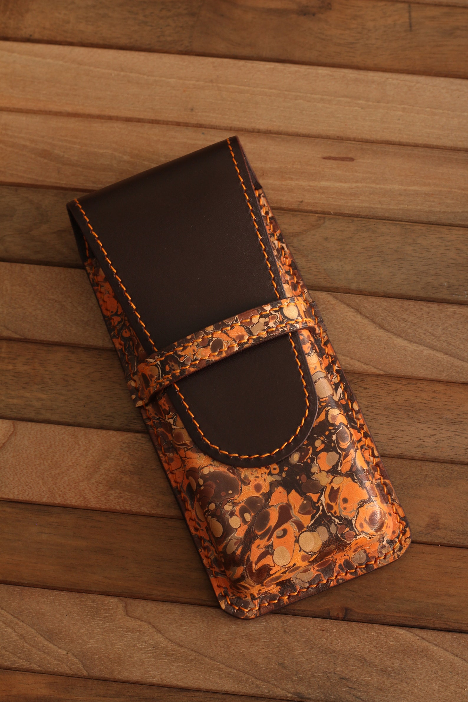 Leather Fountain Pen Case , 3 Pens, Luxury Pen Case, Marbled Leather ...