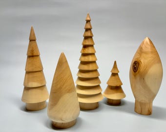 Wood Turned Trees, Decorative Wood Trees, Reclaimed Wood - Etsy