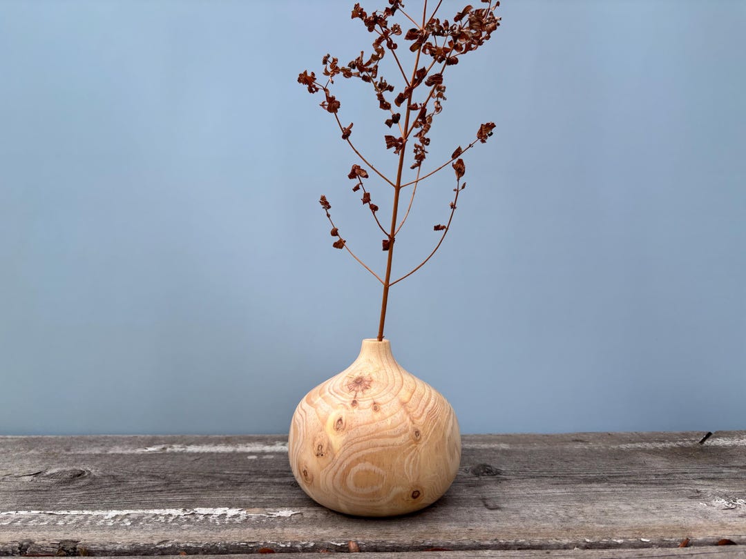 Wood Turned Pine Vase: Rustic Dried Flower Pot - Etsy
