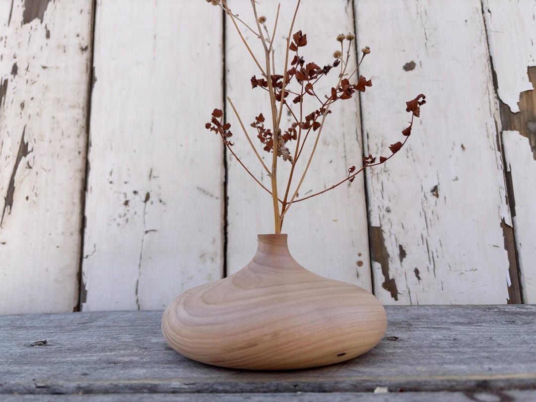 Dry Flower Vase, Twig Pot, Weed Pot, Wood Turned Vase, Reclaimed Wood ...
