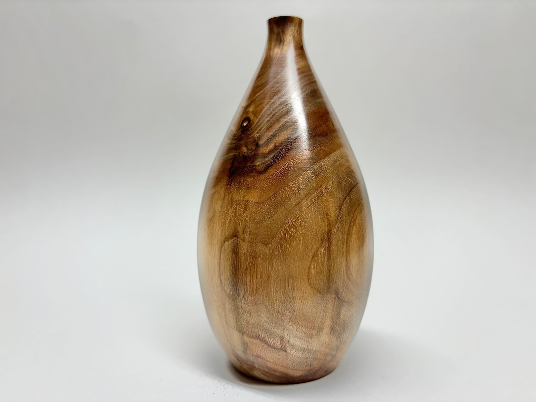 Wood Turned Black Walnut Vase: Rustic Twig Pot, Dry Flower Display - Etsy