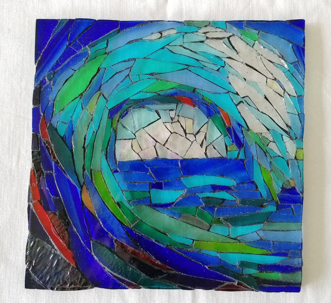 Multicolored Transparent Wave Mosaic Board for Display on the Mosaic ...