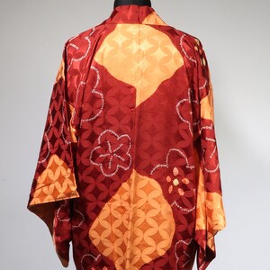 Japanese Silk Haori in Red and Orange for Sale - Etsy