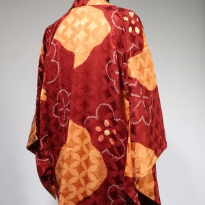Japanese Silk Haori in Red and Orange for Sale - Etsy
