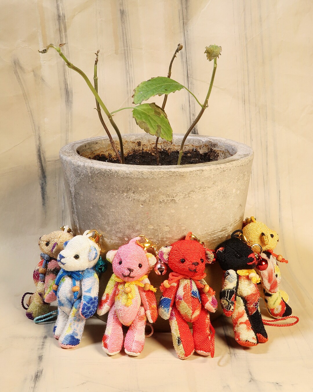 Japanese Bear Key Holder Made From Chirimen Kimono Fabric. - Etsy