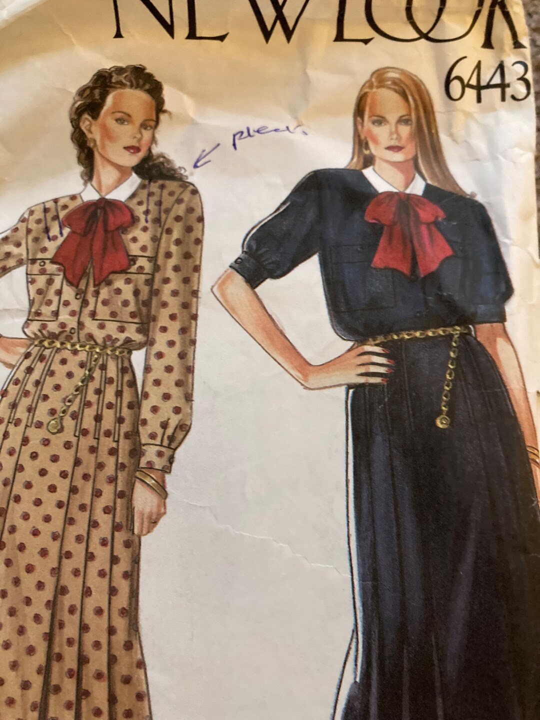 Vintage 1980s New Look Pattern 6443 Dress Pattern, Multi Sized Shirt ...