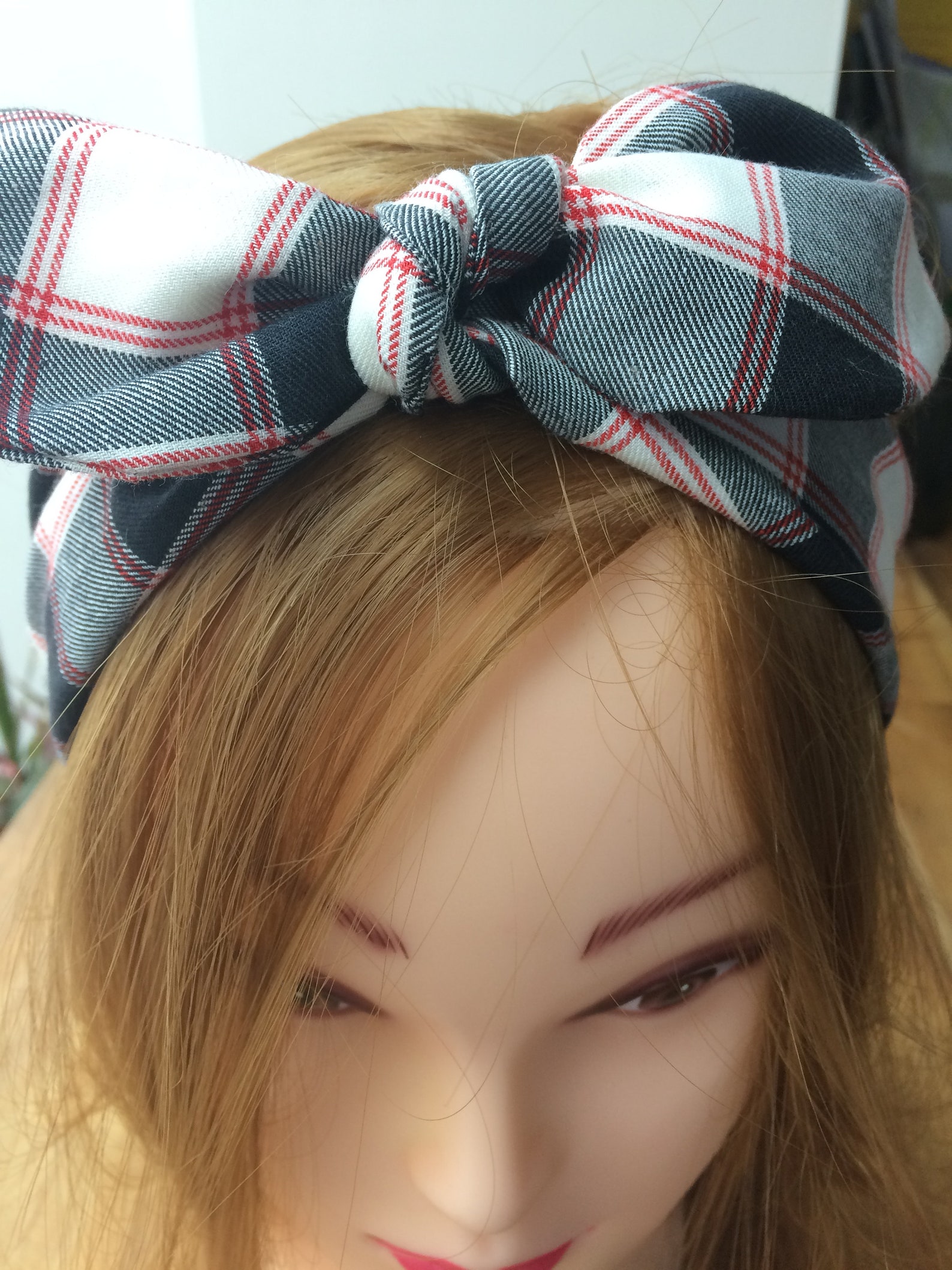 Headband Handmade Hairband With Bow Bandana Vintage 1980s Etsy