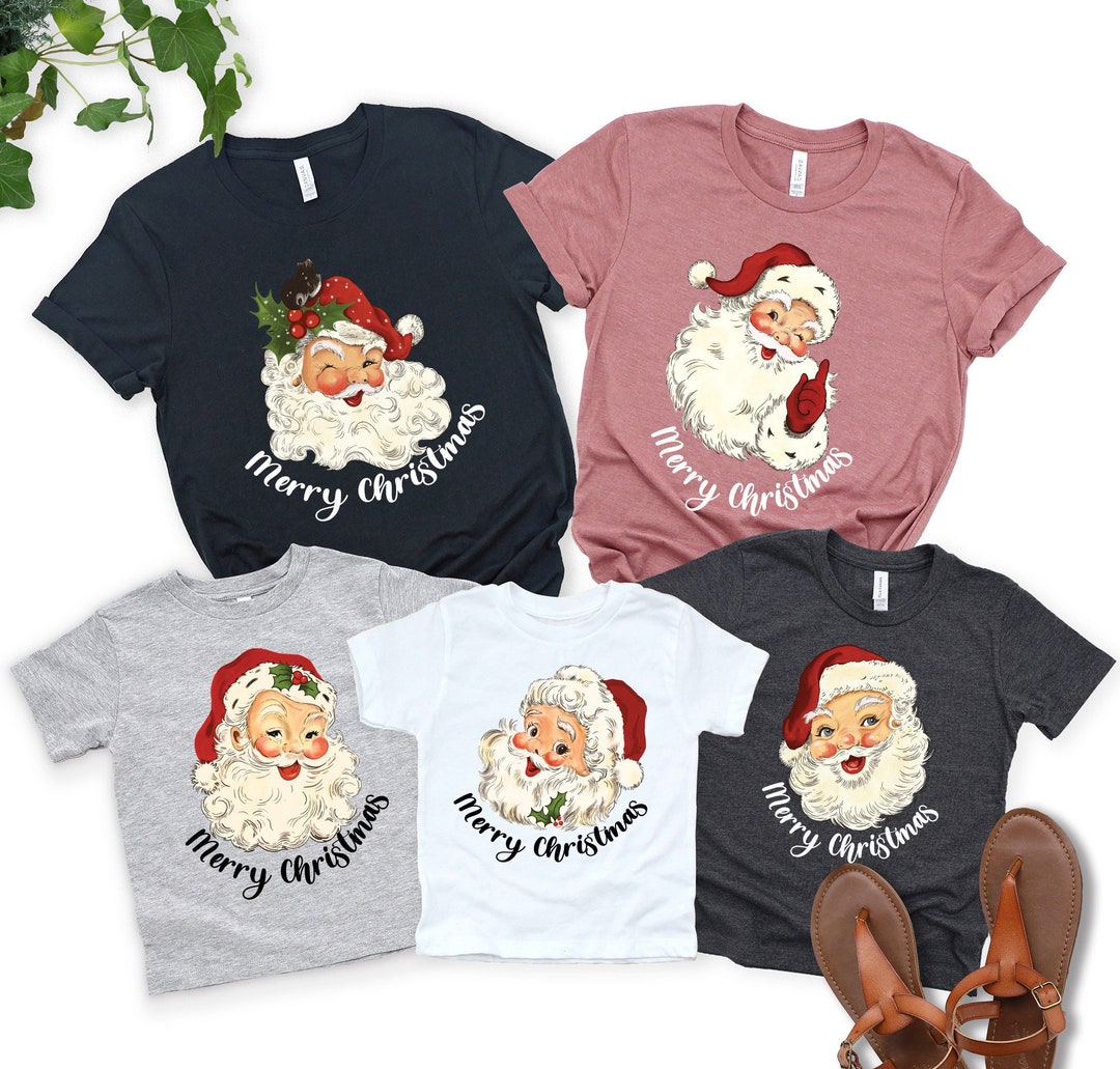Retro Santa Graphic Tee: Vintage Christmas Family Shirts - Etsy