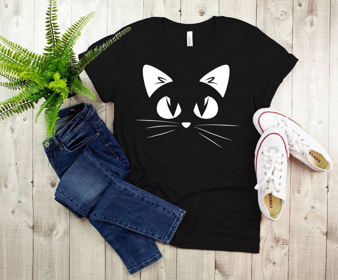 Cute Cat T-shirt, Black Cat Gifts, Kitty Kitten T Shirt, Funny Present ...