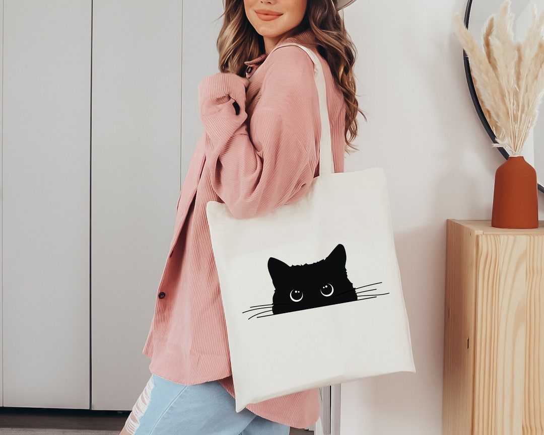 Black Cat Bag, Black Cat Gifts, Cat Mom, Cat Tote Bag, Cute Kitty, Cat ...