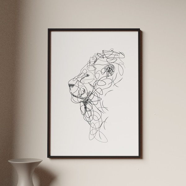 Lion Line Art - Etsy
